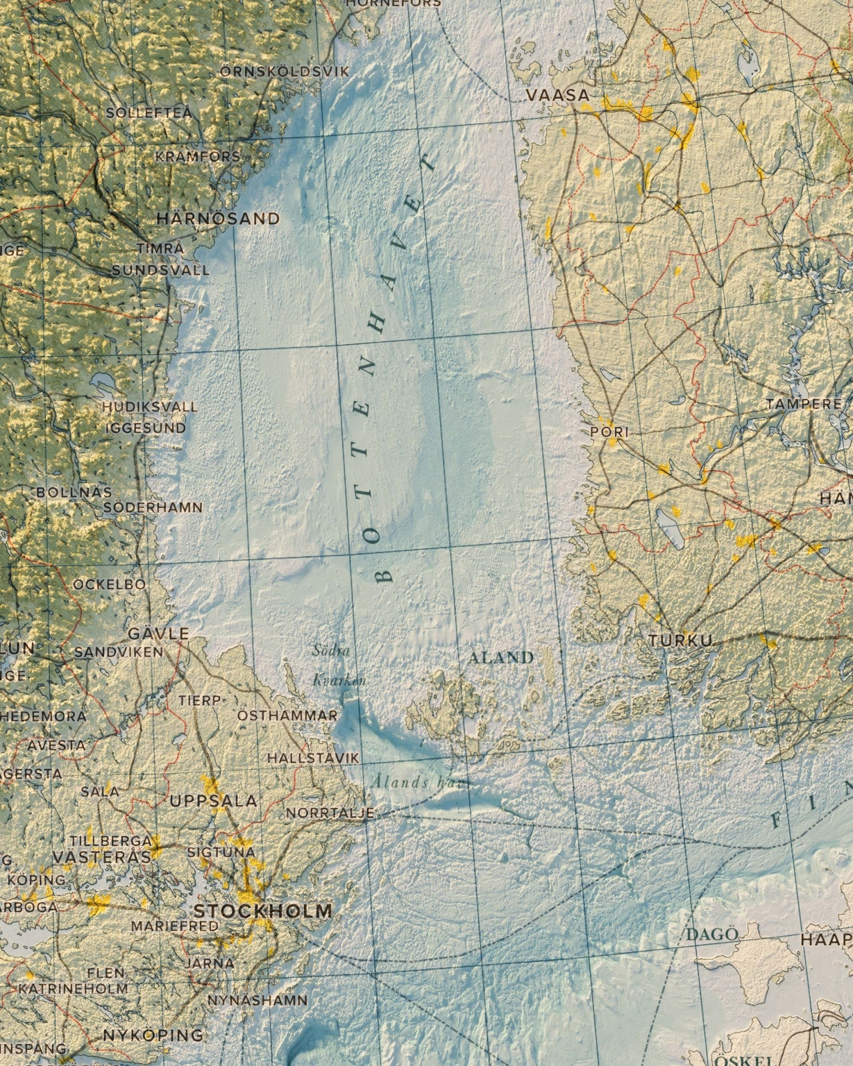 Topografisk karta över Sverige - Norden - Mapbits