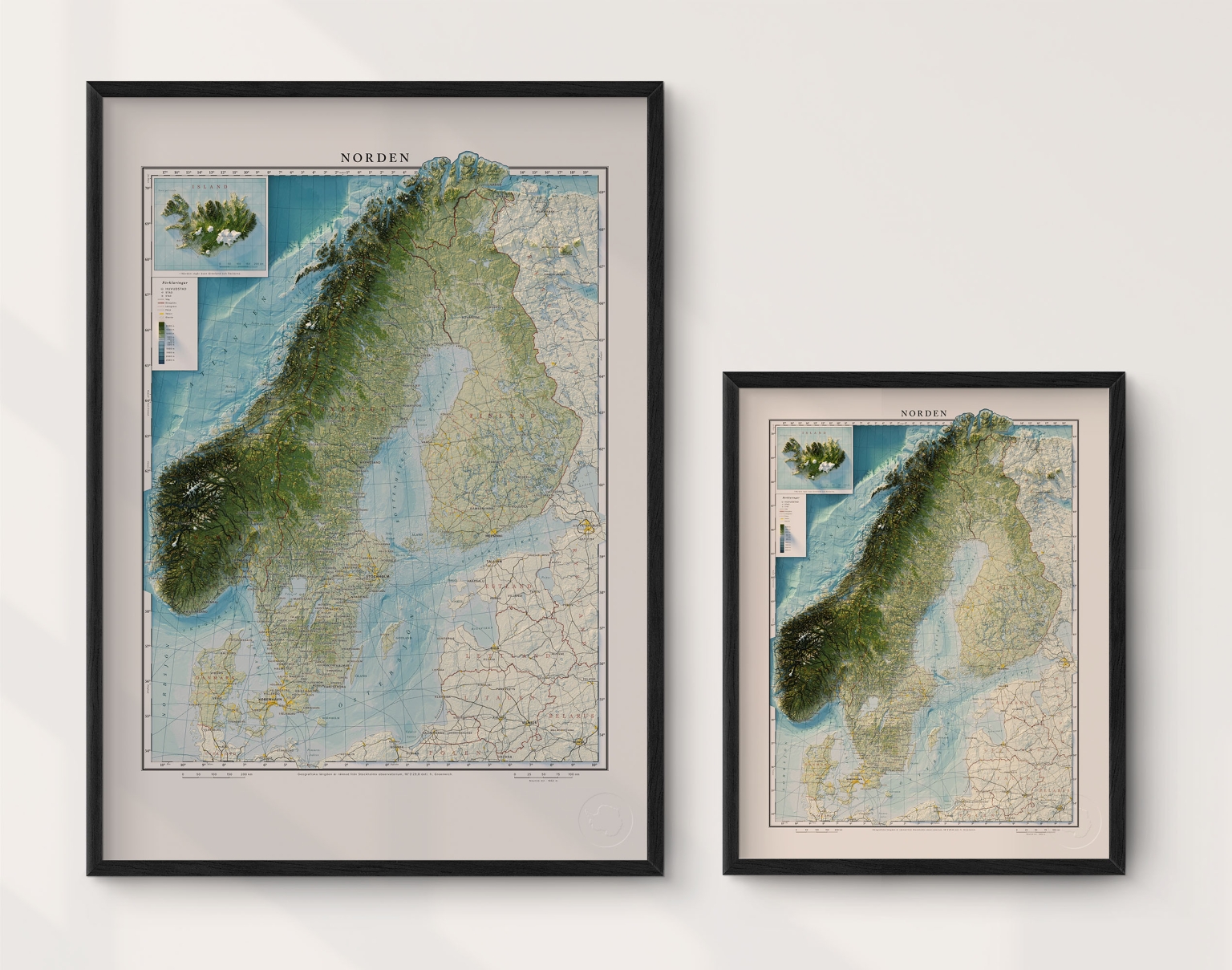 Topografisk karta över Sverige - Norden - Mapbits